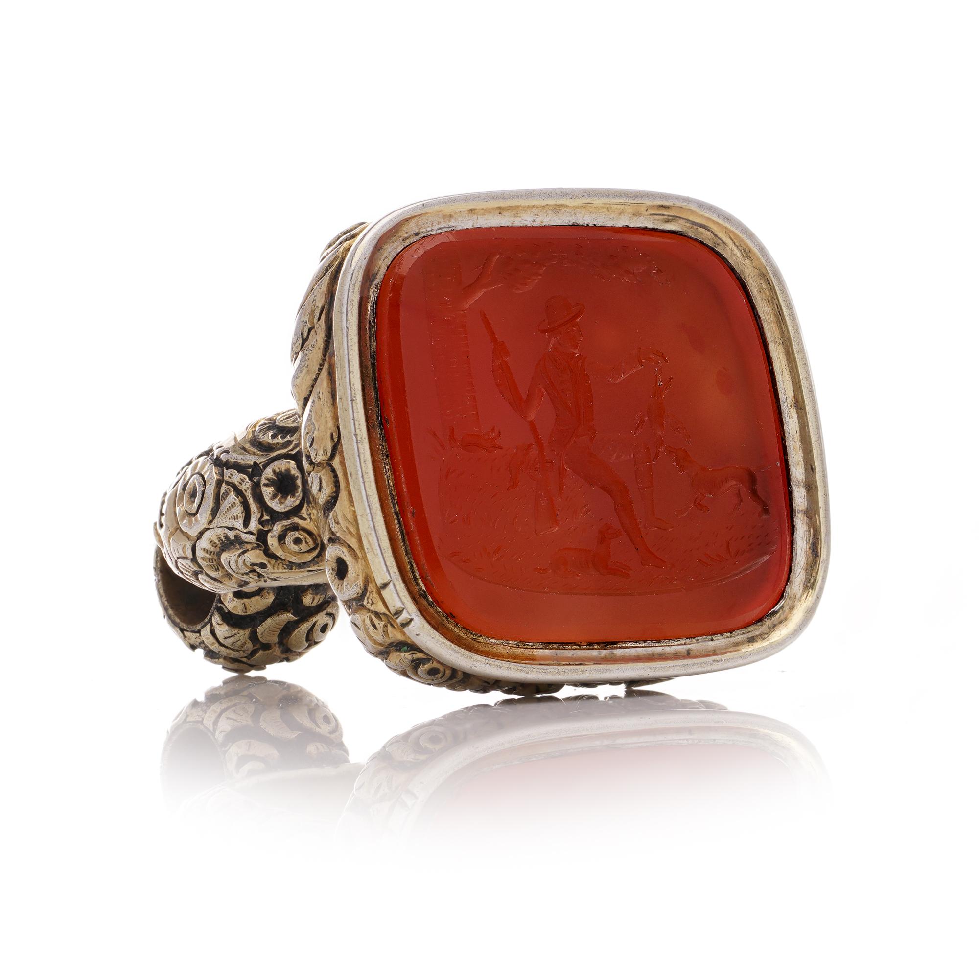 Victorian 12kt Rolled Gold Carnelian Seal Fob with hunting scene For ...