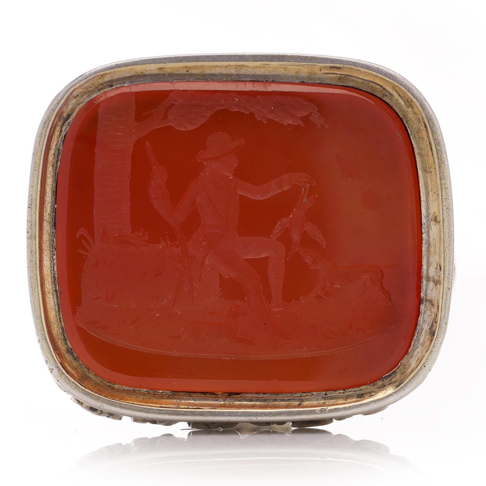 Victorian 12kt Rolled Gold Carnelian Seal Fob with hunting scene For ...