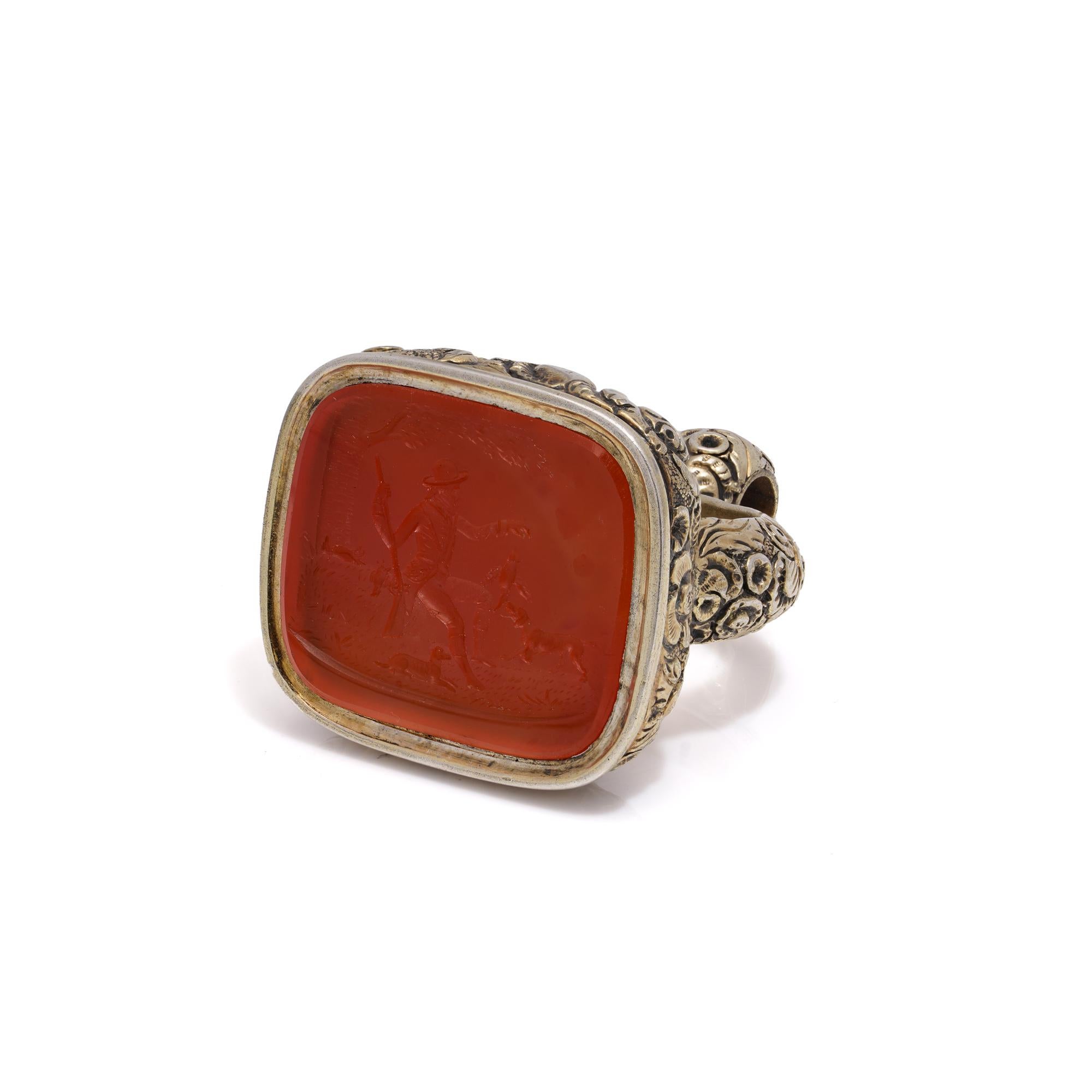 Victorian 12kt Rolled Gold Carnelian Seal Fob with hunting scene For ...