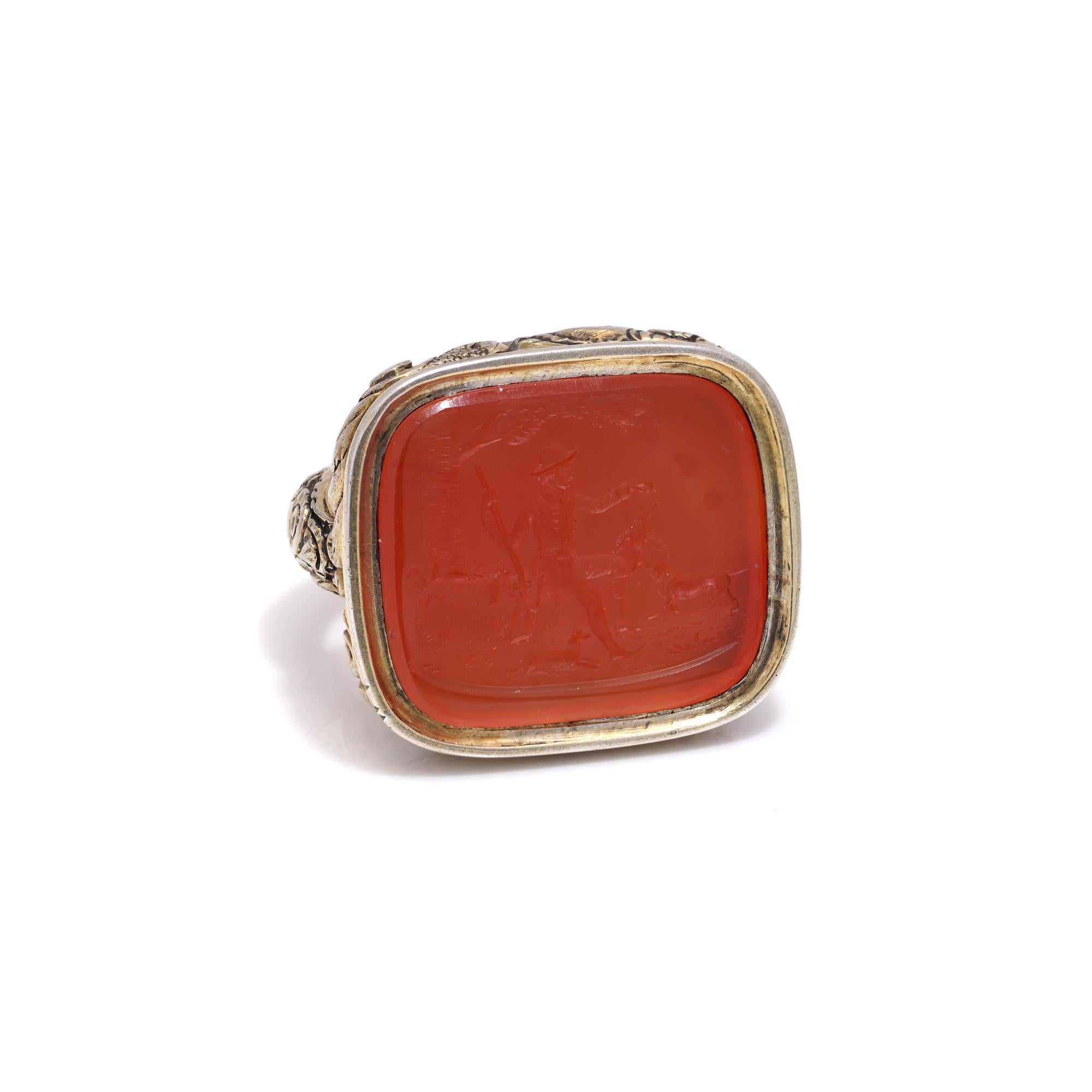 Victorian 12kt Rolled Gold Carnelian Seal Fob with hunting scene For ...