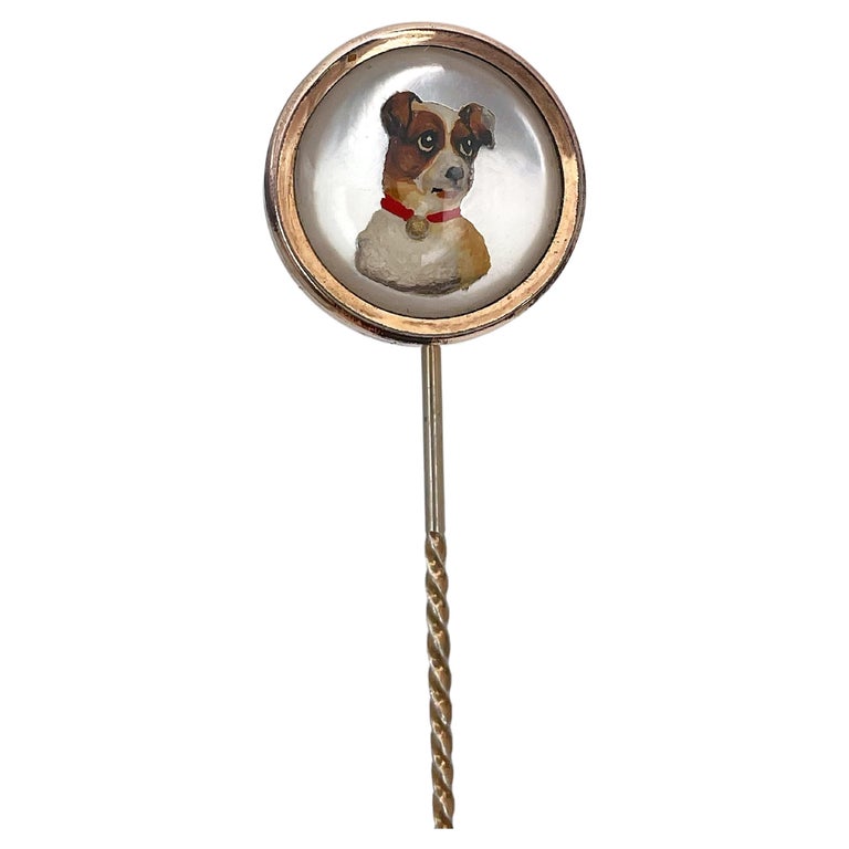 Victorian 14 Karat Gold Essex Crystal Reverse Intaglio Jack Russell ...