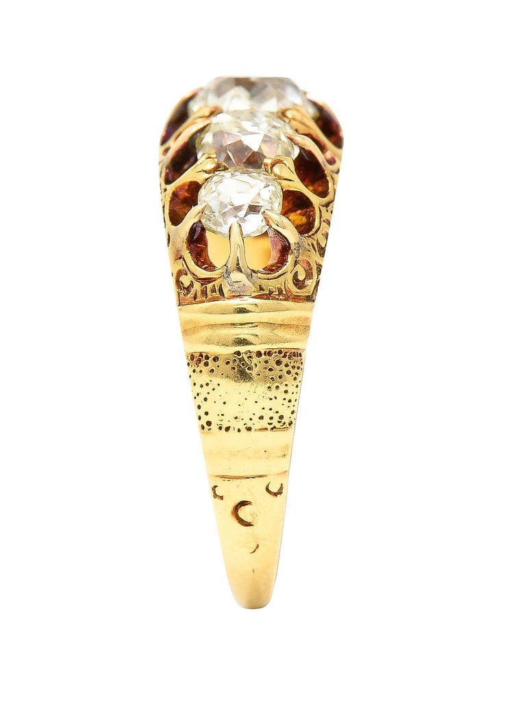 Victorian 1.40 Carats Old Mine Cut Diamond 18 Karat Yellow Gold Belcher ...