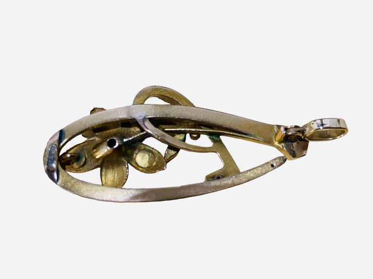 Victorian 14k Gold Blue Glass Seed Pearls Equestrian Pendant For Sale ...
