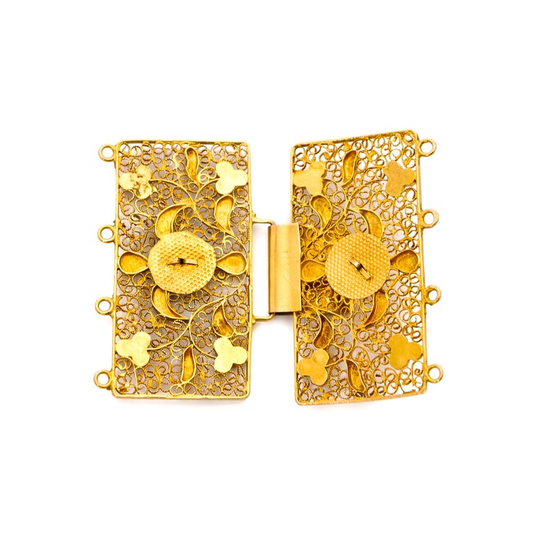 Victorian Filigree 14K Gold Floral Belt Clasp at 1stDibs