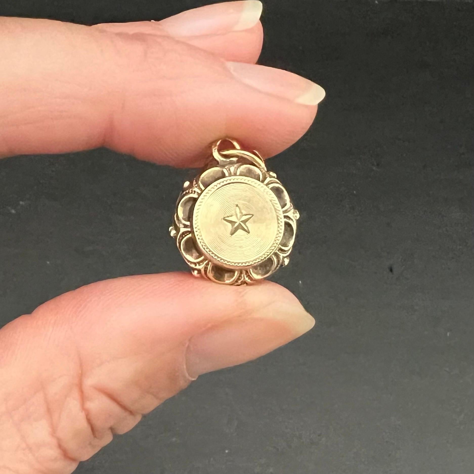 Victorian 14K Gold Locket Charm Pendant at 1stDibs