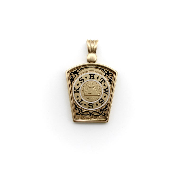 Victorian 14K Gold Masonic Royal Arch Pendant with Enamel and Engraving ...