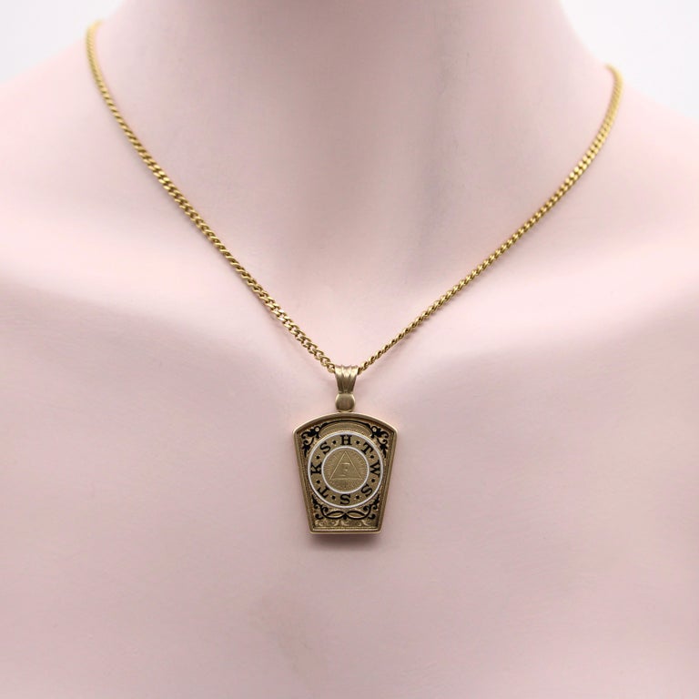 Victorian 14K Gold Masonic Royal Arch Pendant with Enamel and Engraving ...
