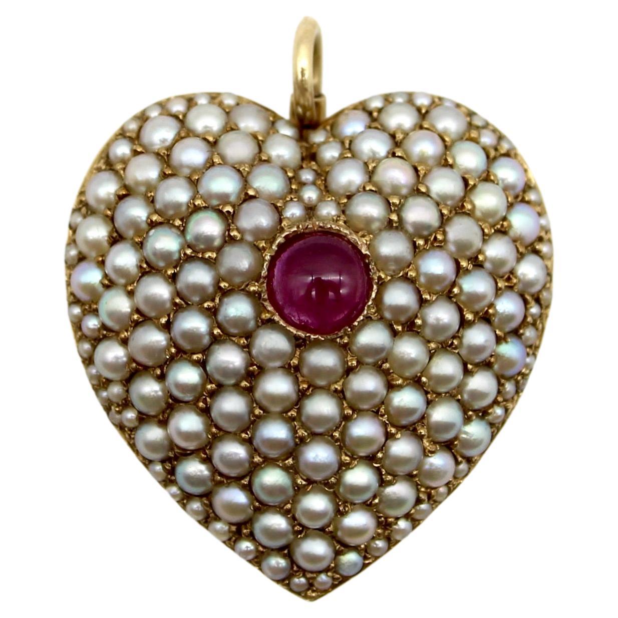 Large Gold Hand Pierced Diamond Encrusted Puffed Heart Pendant with ...
