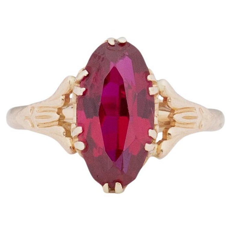 Victorian 14k Soviet Russia Hallmarked Red Glass Antique Fashion Ring ...