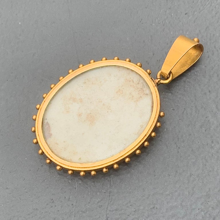 Victorian 14 Karat Gold Hand Painted Miniature Portrait Locket Pendant ...