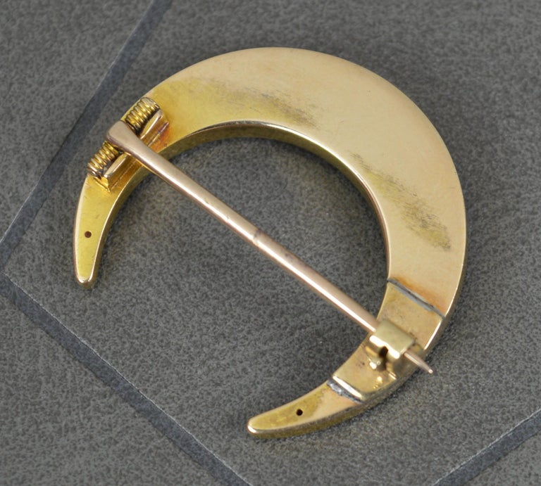 Victorian 15 Carat Gold and Double Pearl Crescent Brooch For Sale at ...