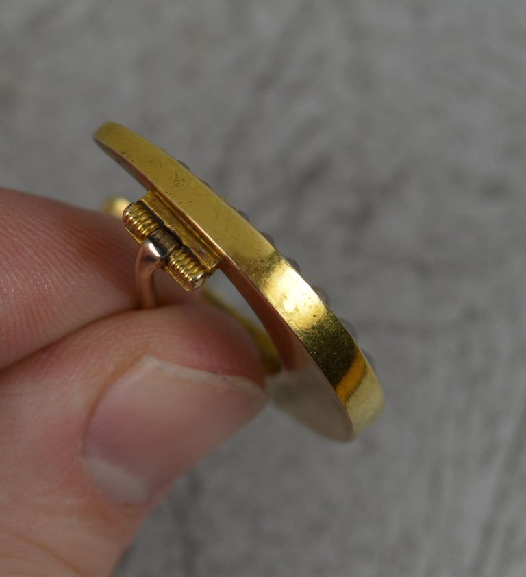 Victorian 15 Carat Gold and Double Pearl Crescent Brooch For Sale at ...