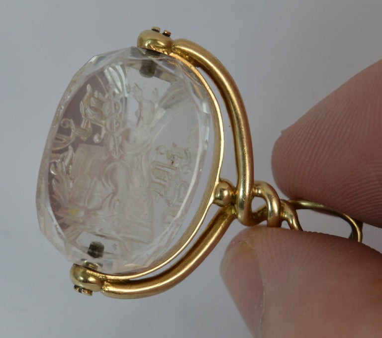 Victorian 15 Carat Gold and Rock Crystal Hermes God Intaglio Swivel ...