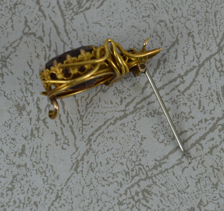 Victorian 15 Carat Gold Citrine and Amethyst Beetle Insect Brooch For ...
