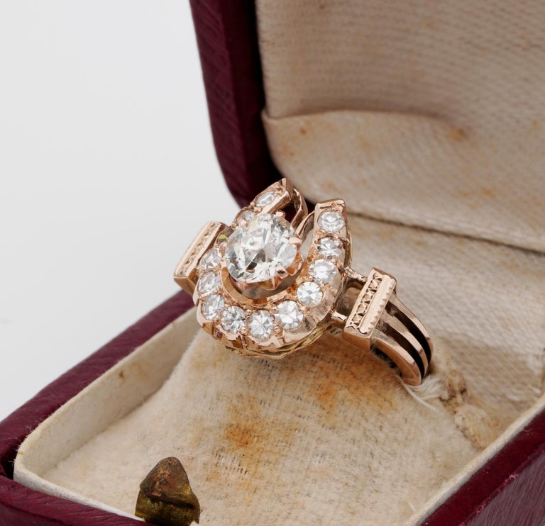 Victorian 1.55 Carat Diamond Horse Shoe Gold Ring For Sale at 1stDibs