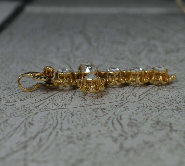 Victorian 15 Carat Gold 4 Carat Rose Cut Diamond Cross Pendant For Sale ...