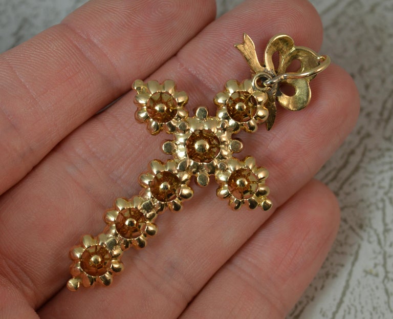 Victorian 15 Carat Gold 4 Carat Rose Cut Diamond Cross Pendant For Sale ...