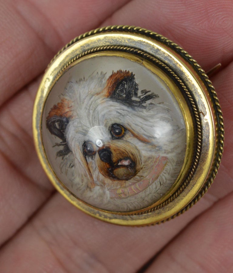 Victorian 15ct Gold and Essex Crystal Reverse Intaglio Dog Portrait ...