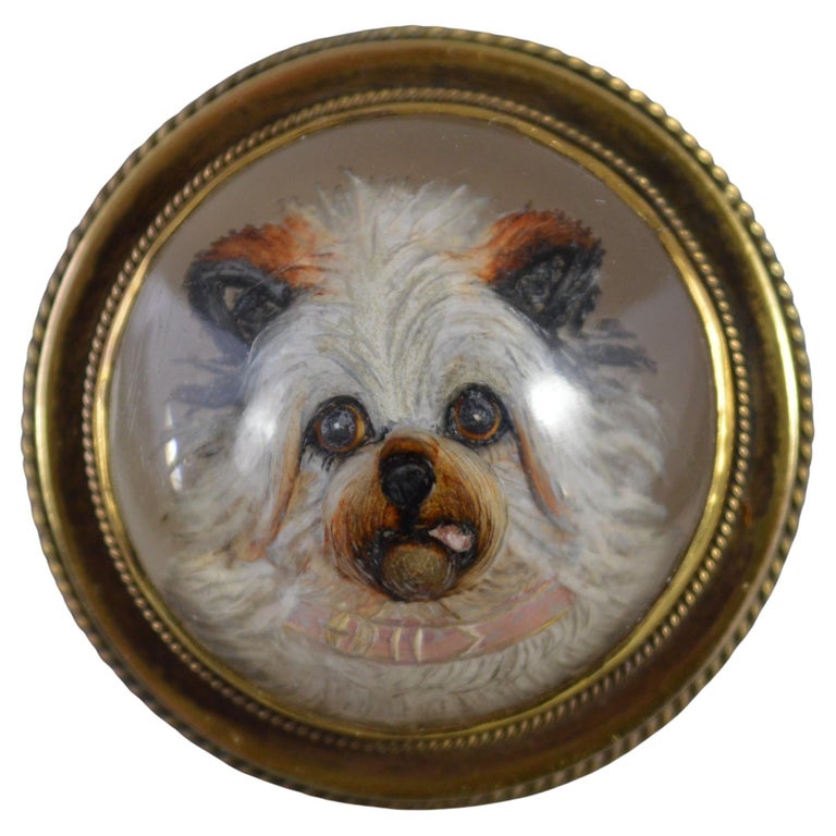 Victorian 15ct Gold and Essex Crystal Reverse Intaglio Dog Portrait ...
