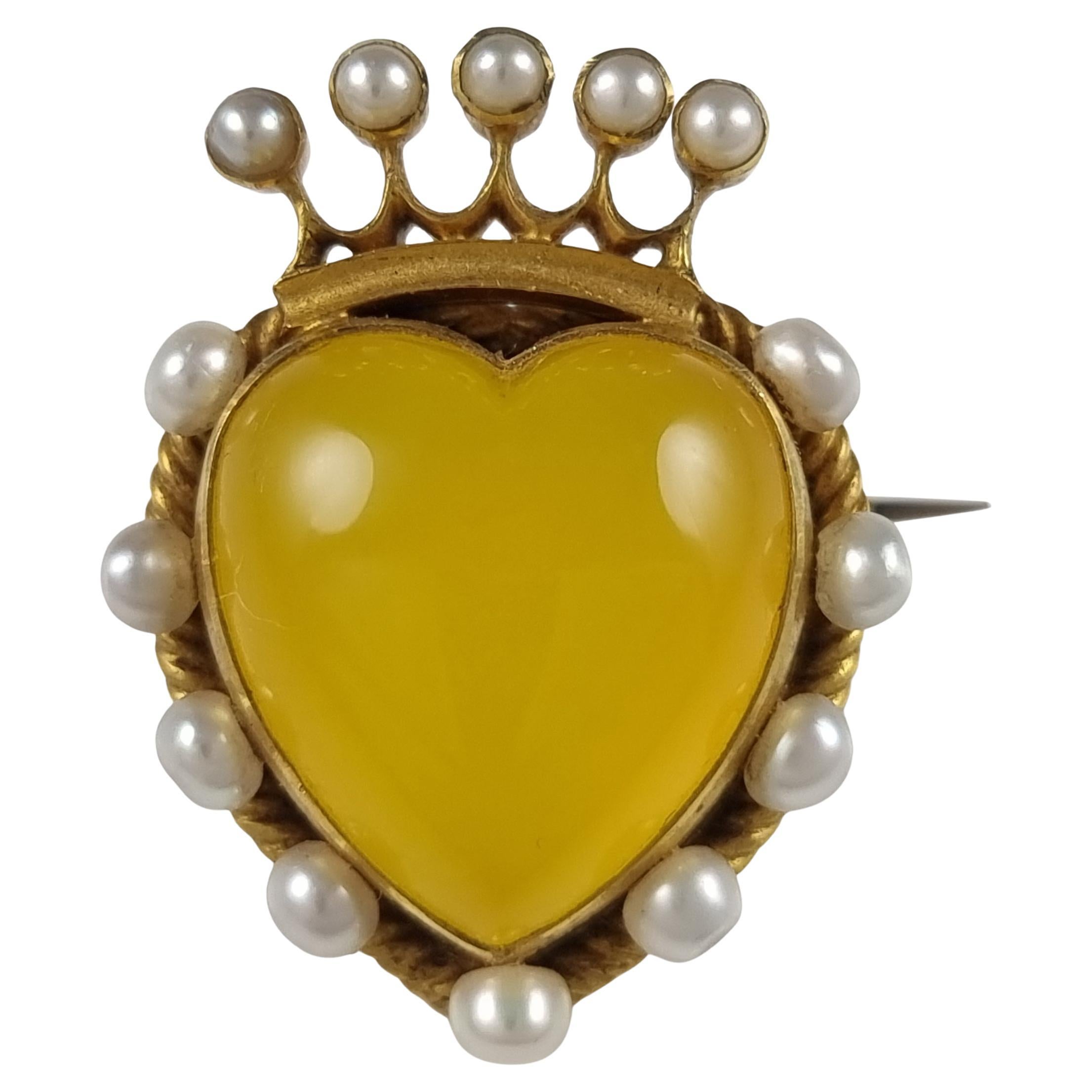 Victorian Diamond Double Heart Brooch at 1stDibs