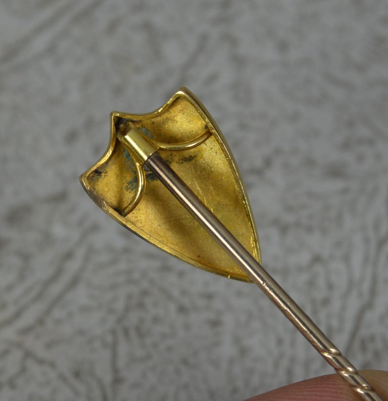 Victorian 15ct Gold Masonic Turquoise and Seed Pearl Shield Stick Tie ...