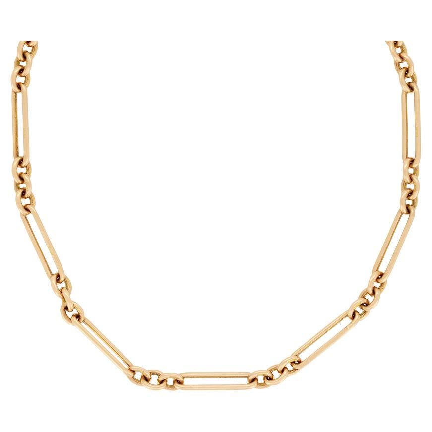 Estate White Diamond Round Chain Necklace in 18 Karat Yellow Gold For ...