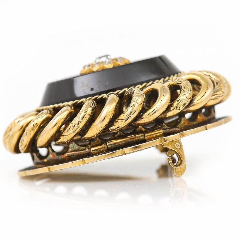 Victorian 15k Gold Oval Garnet and Old Cut Diamond Brooch circa 1870 ...
