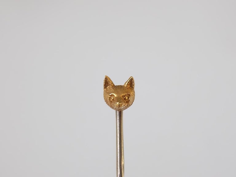 Victorian 15 Karat Gold Tiny Fox Head Mask Stick Pin at 1stDibs