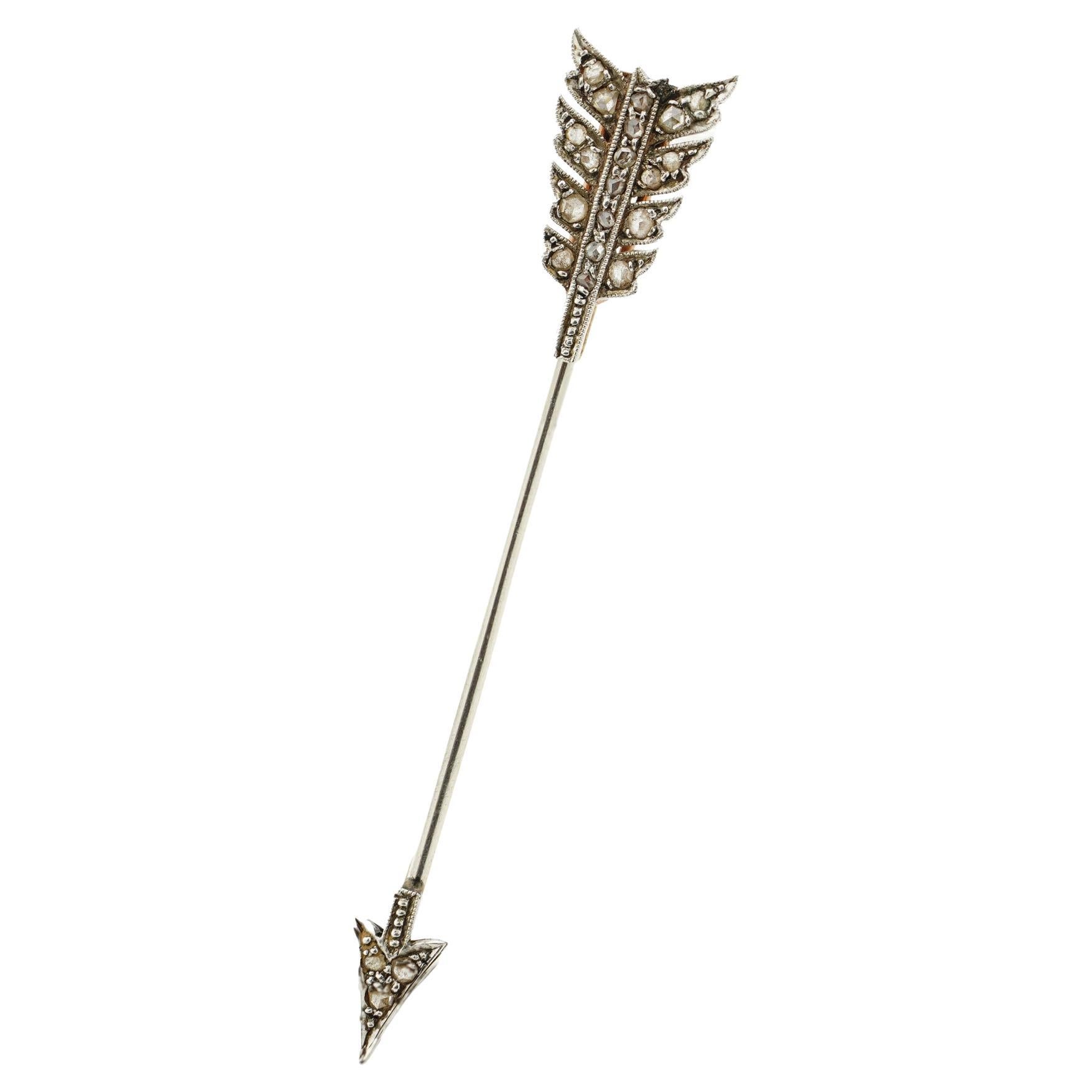 Victorian Sterling Silver Shield and Arrow Brooch For Sale at 1stDibs