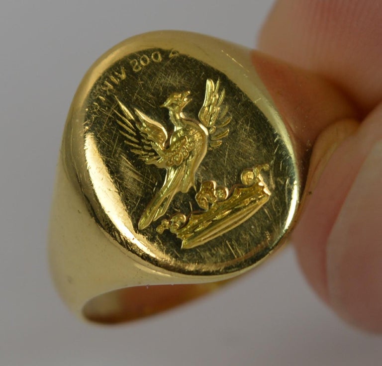 Victorian 18 Carat Yellow Gold Bird on Crown Intaglio Signet Ring at ...