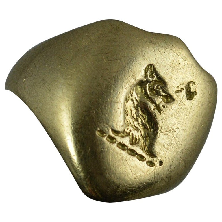 Victorian 18 Carat Yellow Gold Shield Signet Bird Creature Intaglio ...