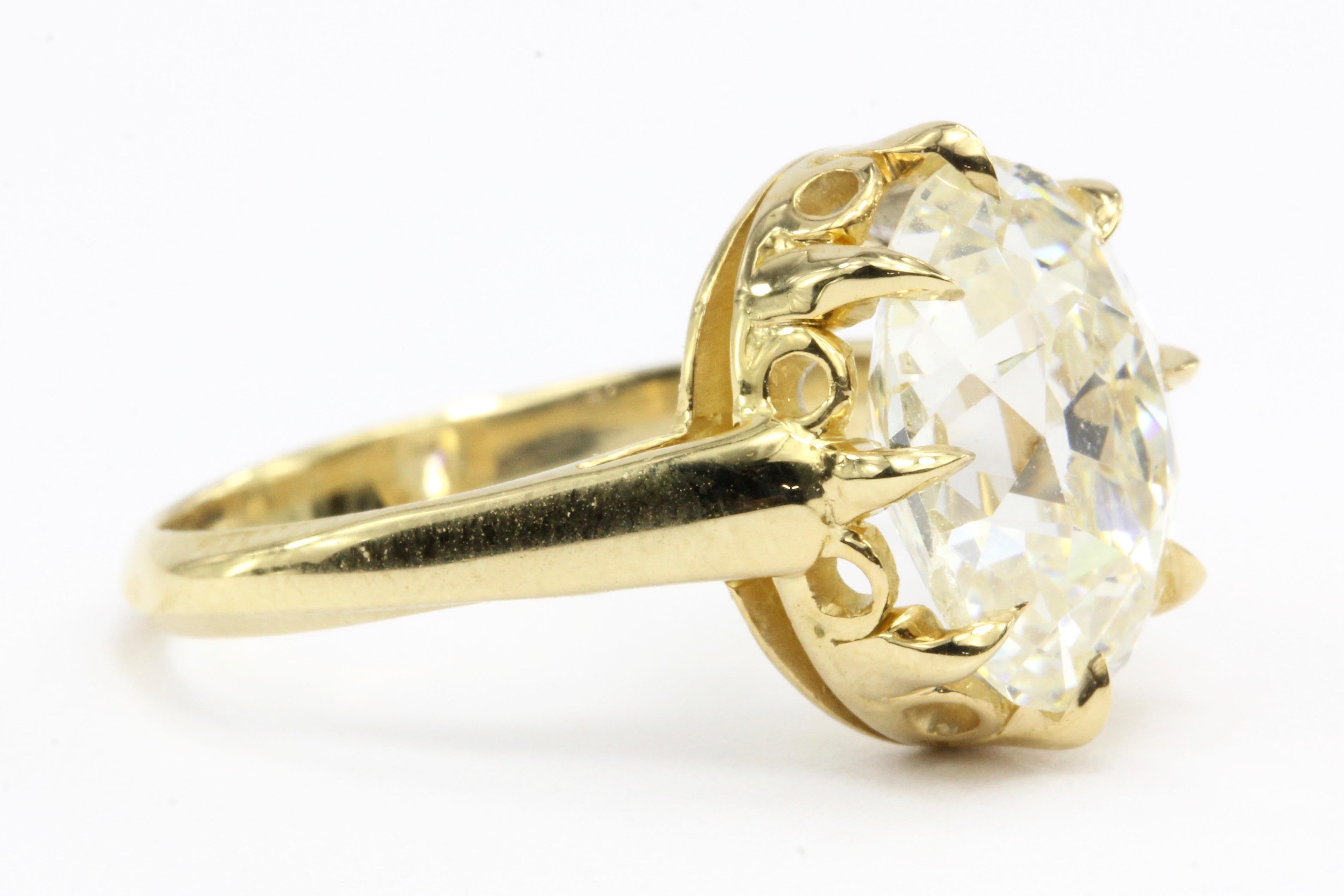 Victorian 18 Karat 4.26 Carat Antique Old Mine Oval Cut French Diamond ...