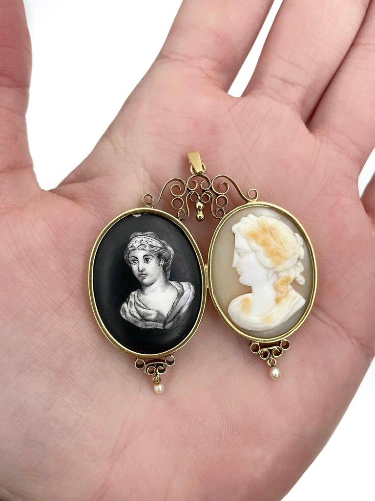 Victorian 18 Karat Gold Cameo Porcelain Double Portrait Pendant ...