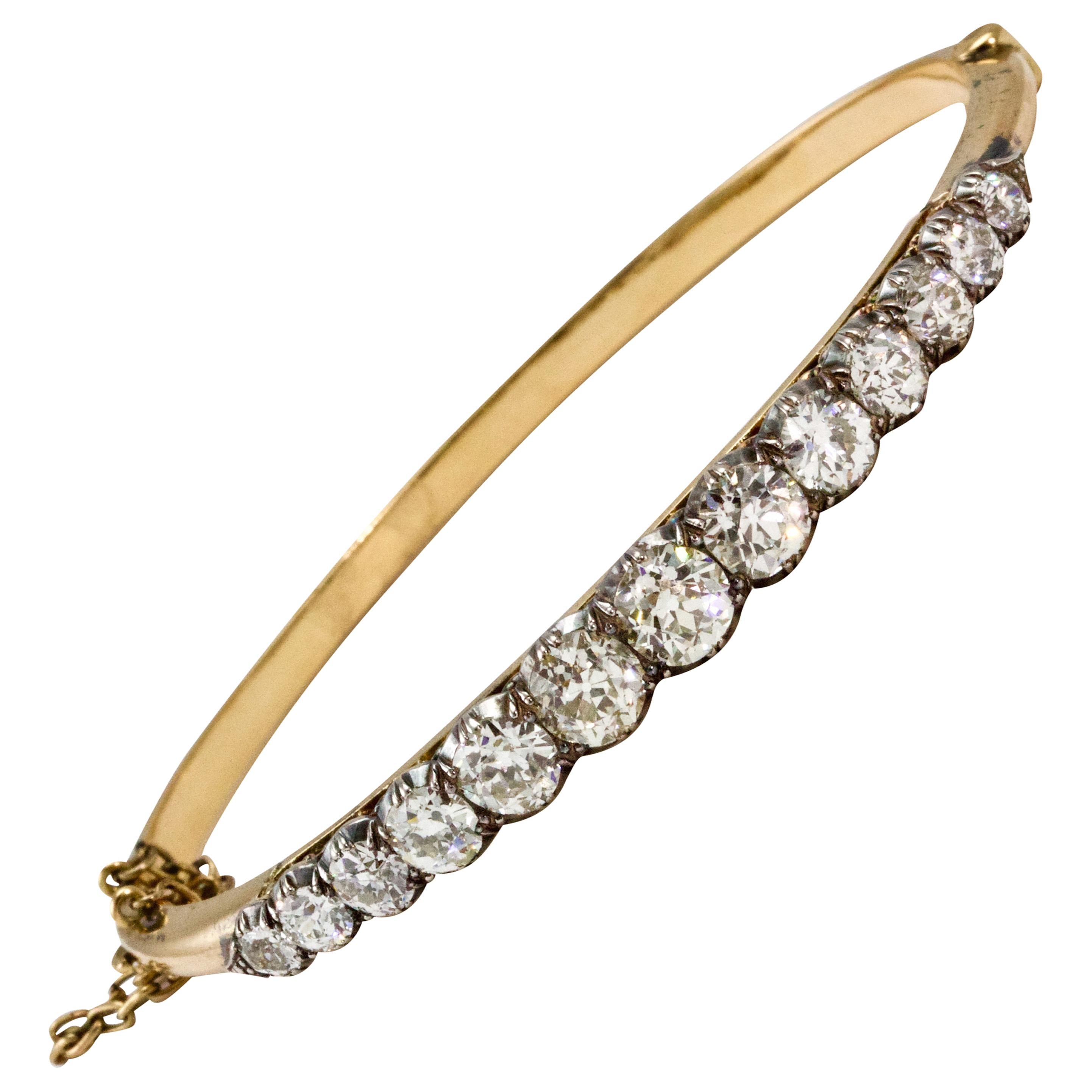 Victorian 18 Karat Gold Diamond Bangle, circa 1880 at 1stDibs
