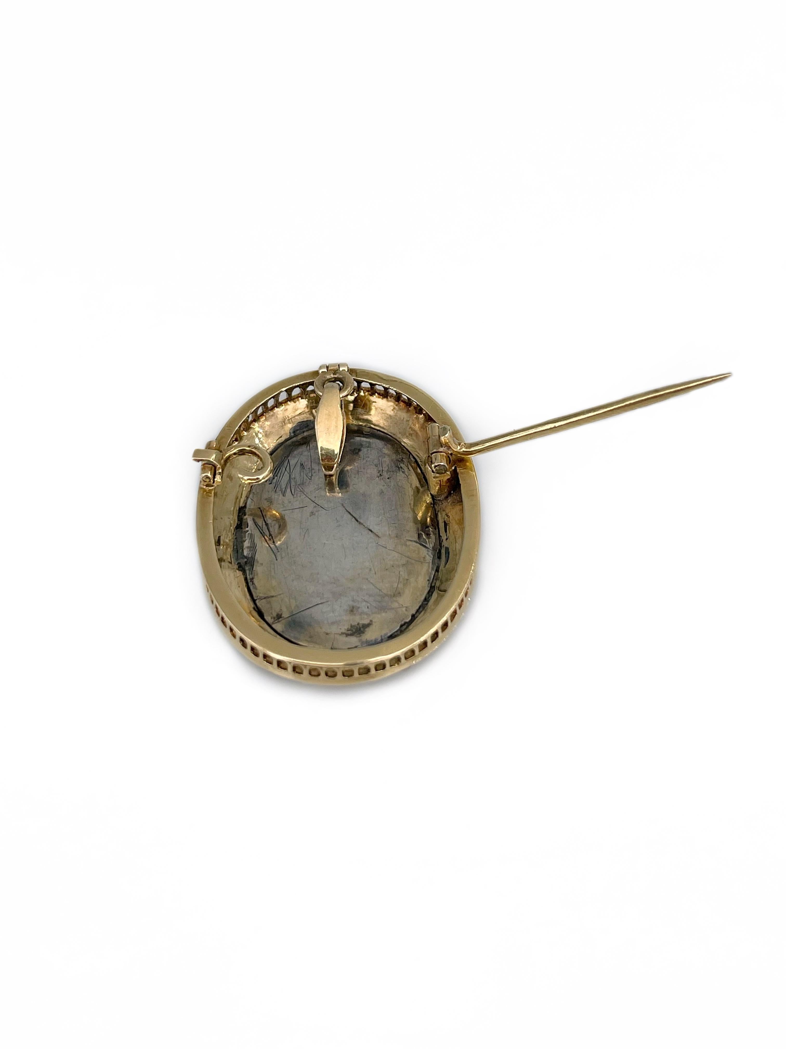 Victorian 18 Karat Gold Lady Miniature Portrait Pearl Oval Pin Brooch ...