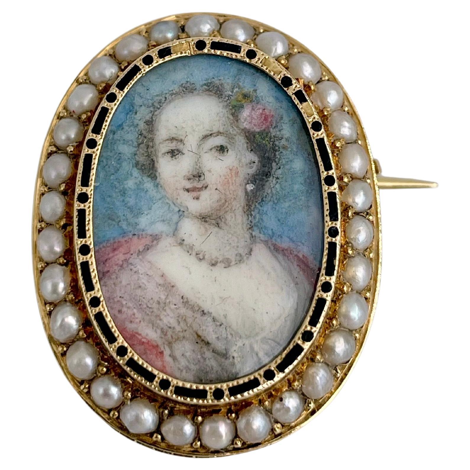 Art Nouveau Boucheron 18 Karat Gold Music Lady Scene Brooch For Sale at ...