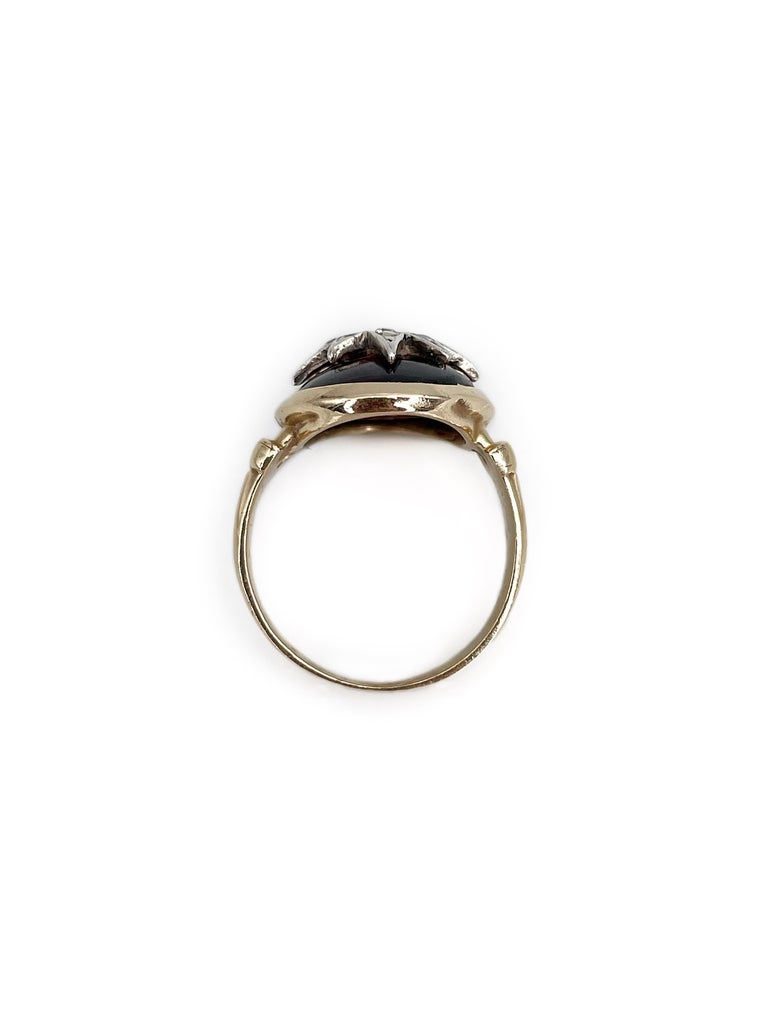 Victorian 18 Karat Gold Old Cut Diamond Cabochon Cut Garnet Star Ring ...