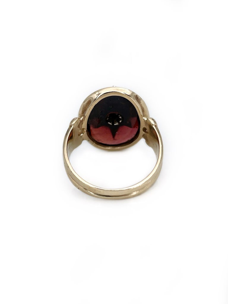 Victorian 18 Karat Gold Old Cut Diamond Cabochon Cut Garnet Star Ring ...