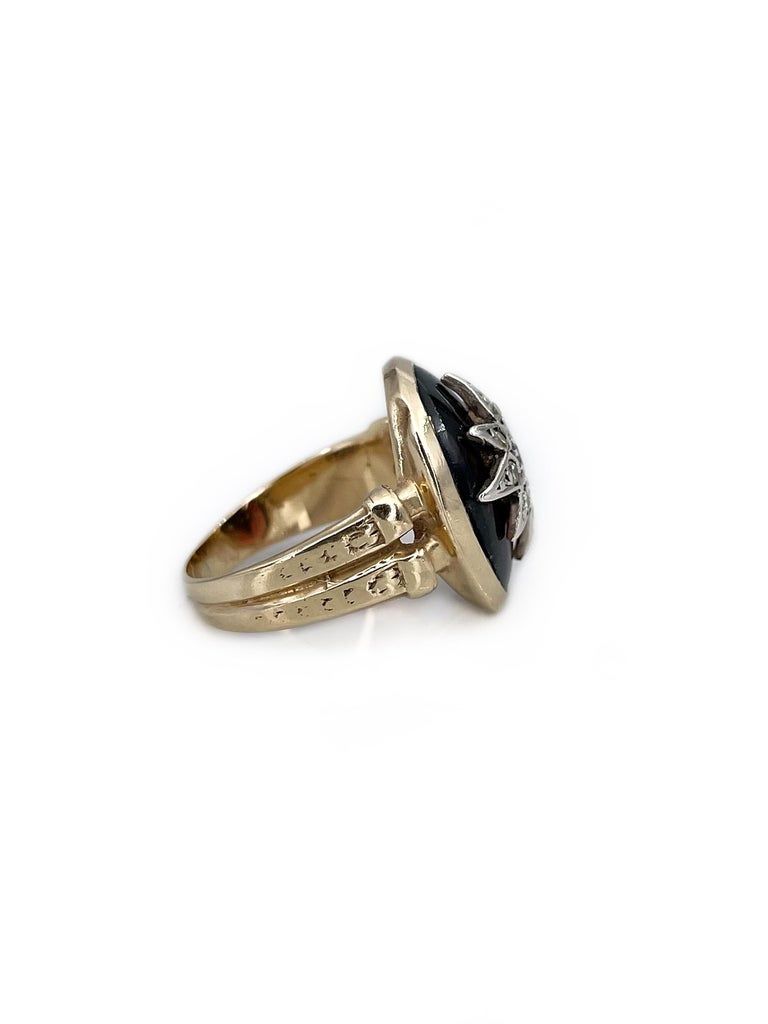Victorian 18 Karat Gold Old Cut Diamond Cabochon Cut Garnet Star Ring ...