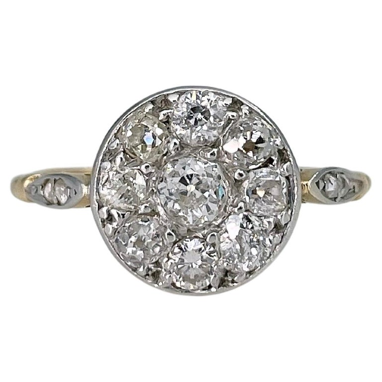 Victorian 18 Karat Gold Old Mine Cut Diamond Cluster Engagement Ring ...