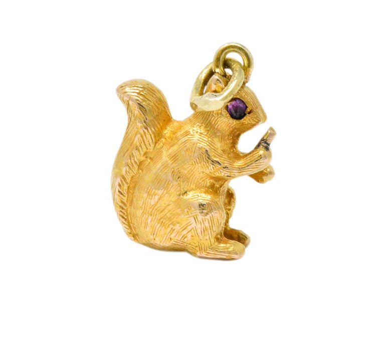 Victorian 18 Karat Gold Ruby Squirrel Charm at 1stDibs
