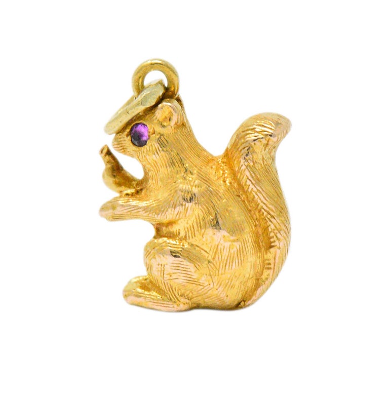 Victorian 18 Karat Gold Ruby Squirrel Charm at 1stDibs