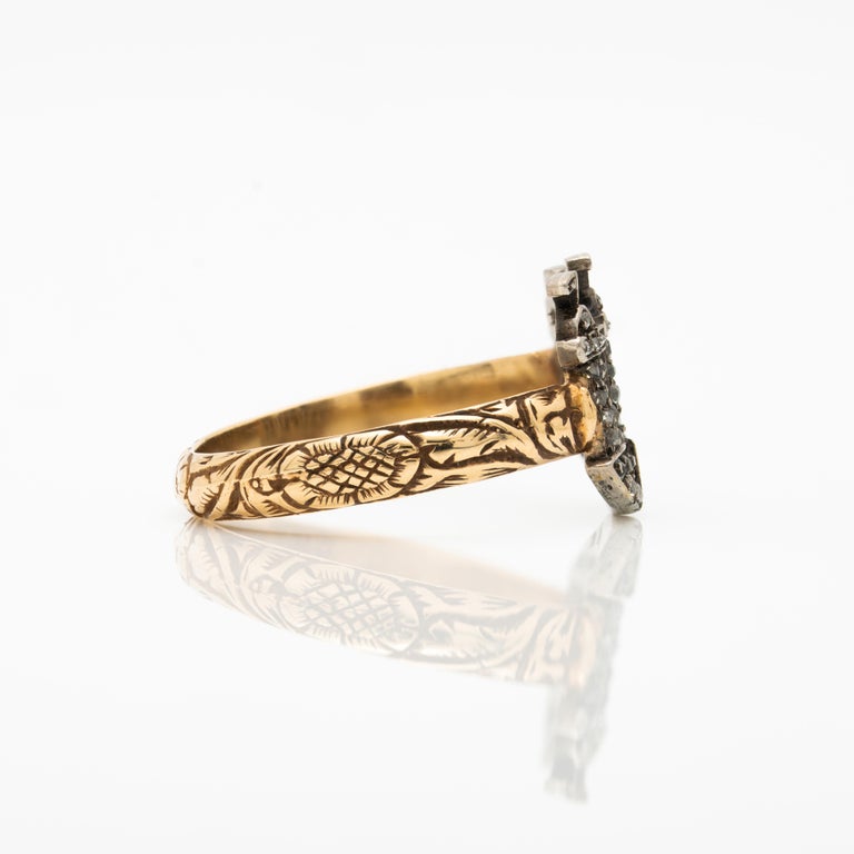 Victorian 18 Karat Yellow Gold and Silver Diamond Castle Ring, circa ...