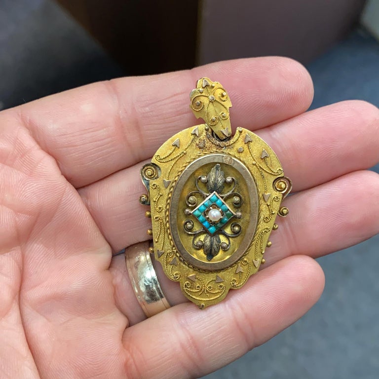 Victorian 18 Karat Yellow Gold Antique Locket Pendant at 1stDibs