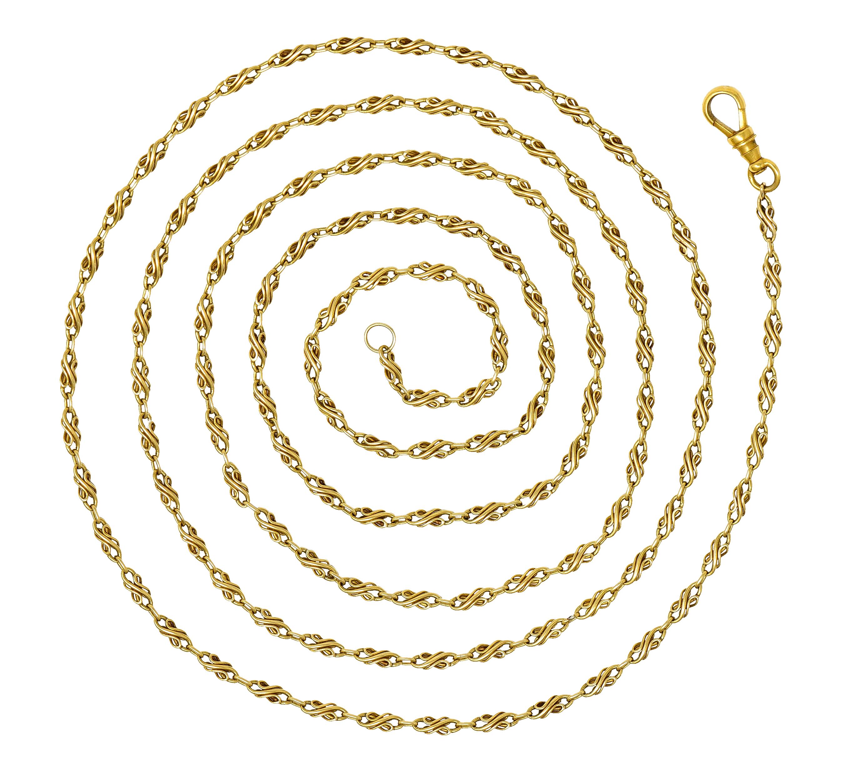 Victorian 18 Karat Yellow Gold Scrolling S Link Antique Chain Necklace ...