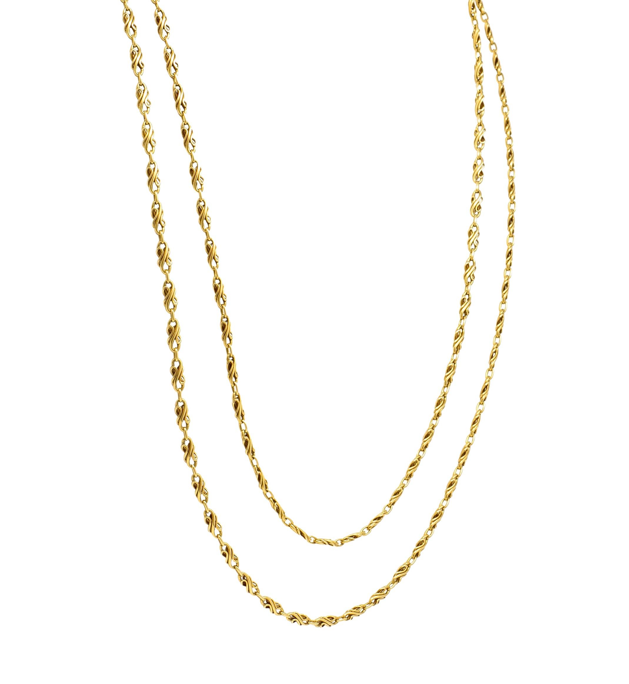 Victorian 18 Karat Yellow Gold Scrolling S Link Antique Chain Necklace ...