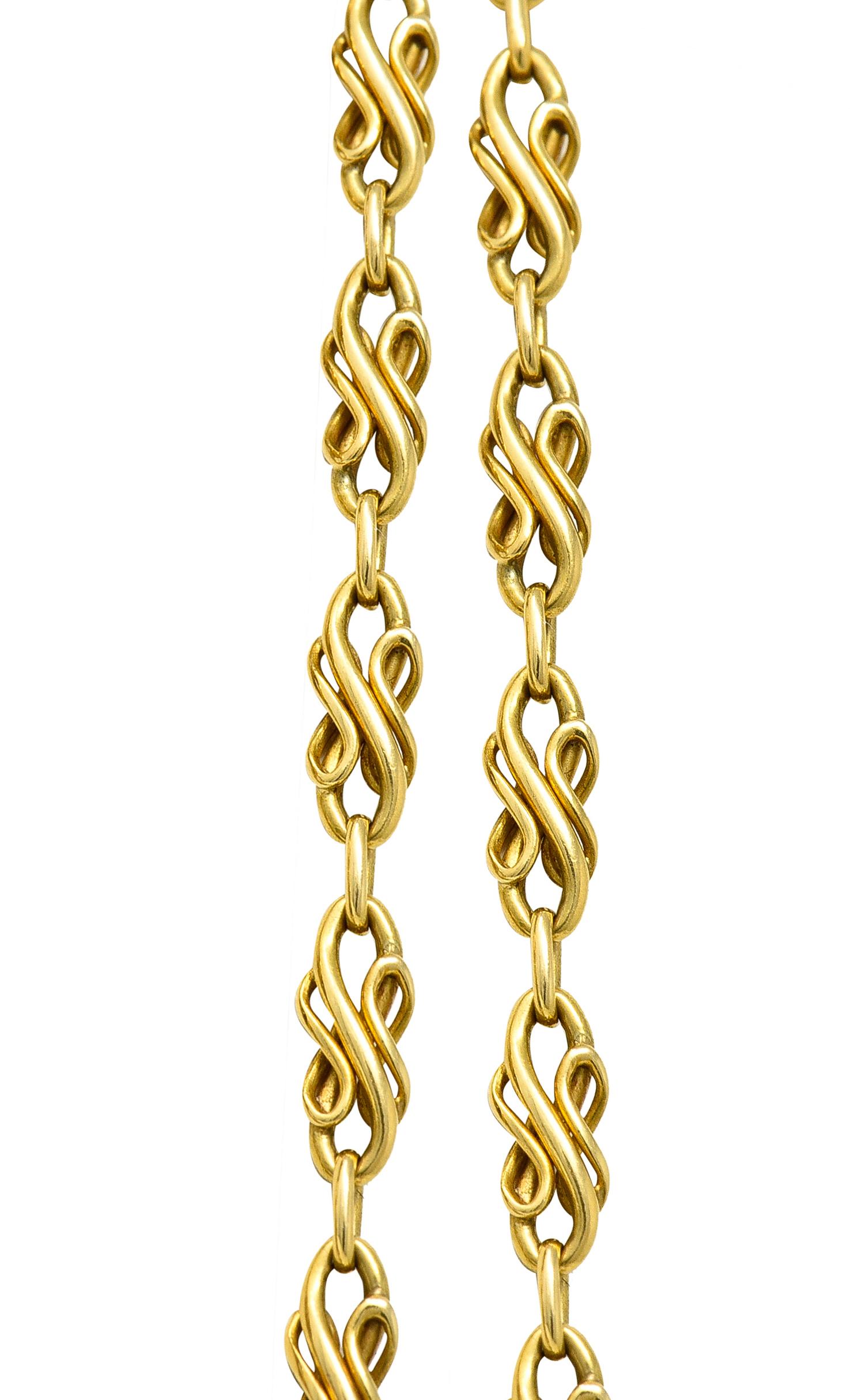 Victorian 18 Karat Yellow Gold Scrolling S Link Antique Chain Necklace ...