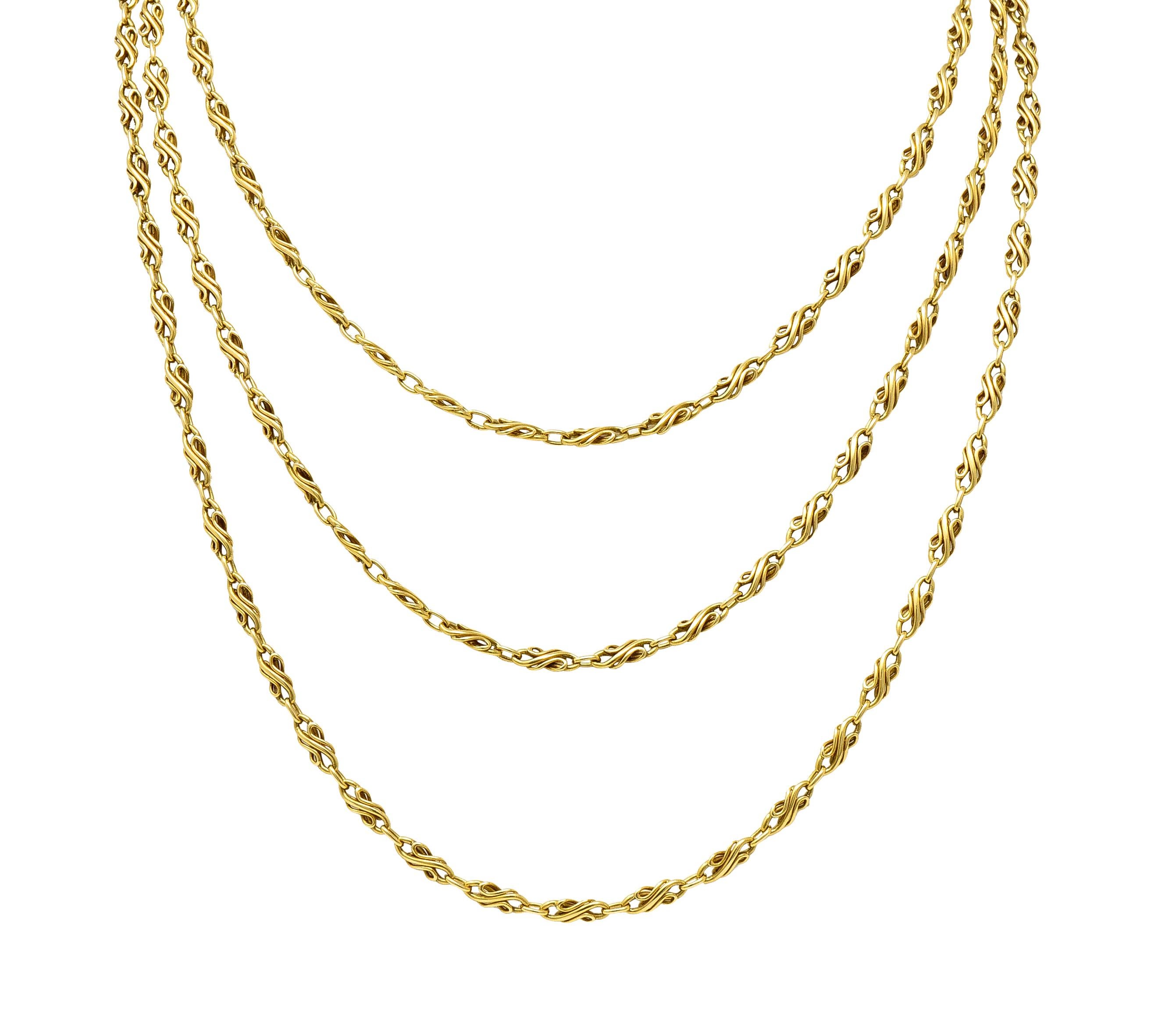 Victorian 18 Karat Yellow Gold Scrolling S Link Antique Chain Necklace ...