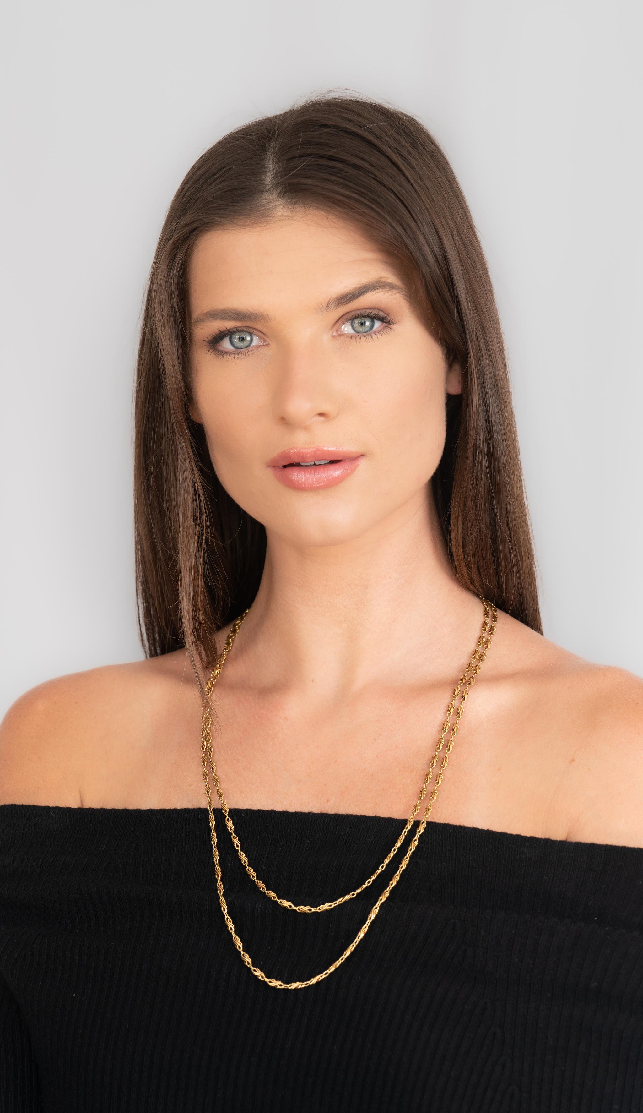 Victorian 18 Karat Yellow Gold Scrolling S Link Antique Chain Necklace ...