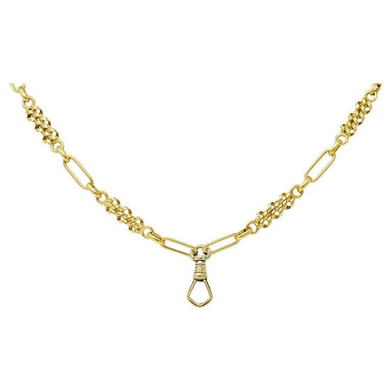 Victorian 18 Karat Yellow Gold Woven Twist Antique Chain Link Necklace ...